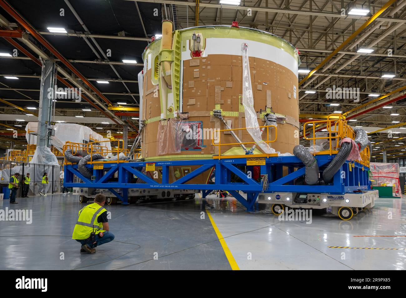 . On May 24, 2022, the core stage production team moved the Space Launch System (SLS) rocket ...