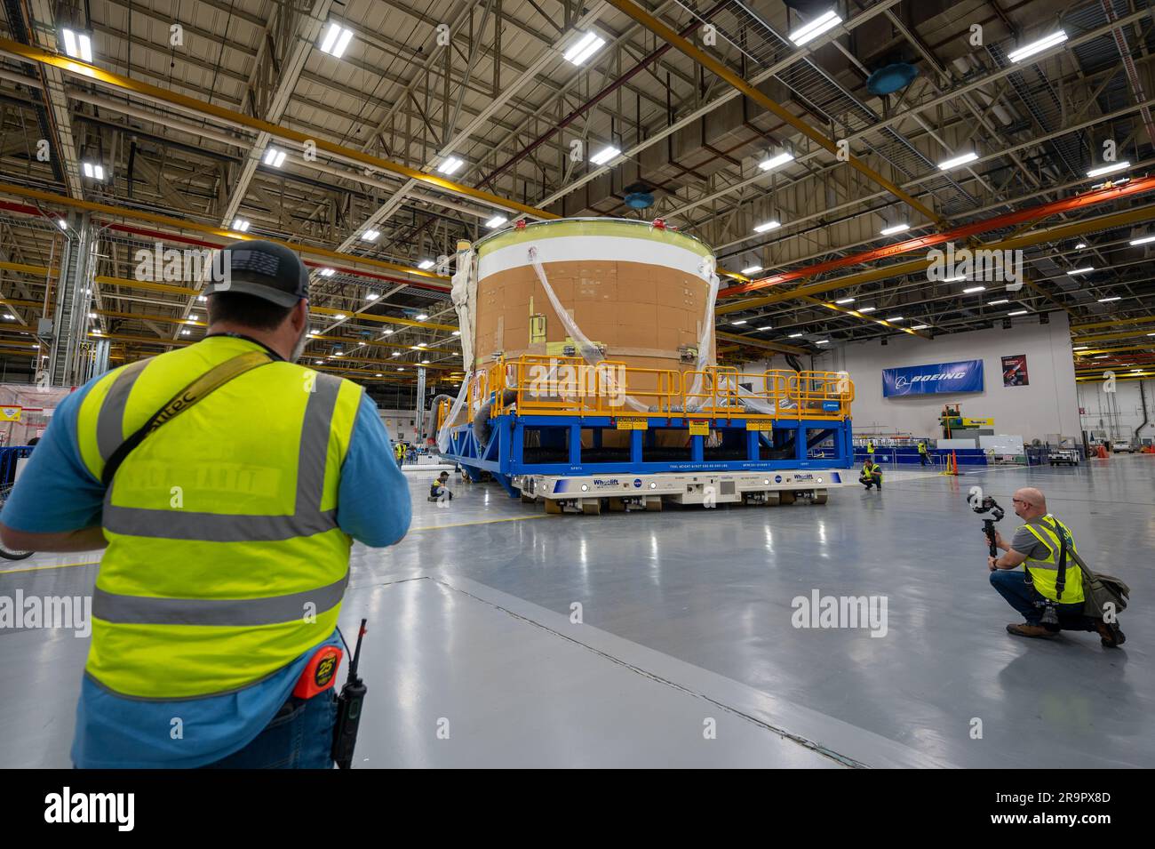 . On May 24, 2022, the core stage production team moved the Space Launch System (SLS) rocket ...