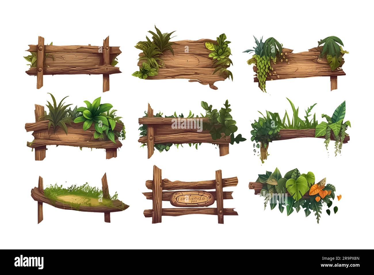 set jungle board in cartoon style for video game isolated on white ...