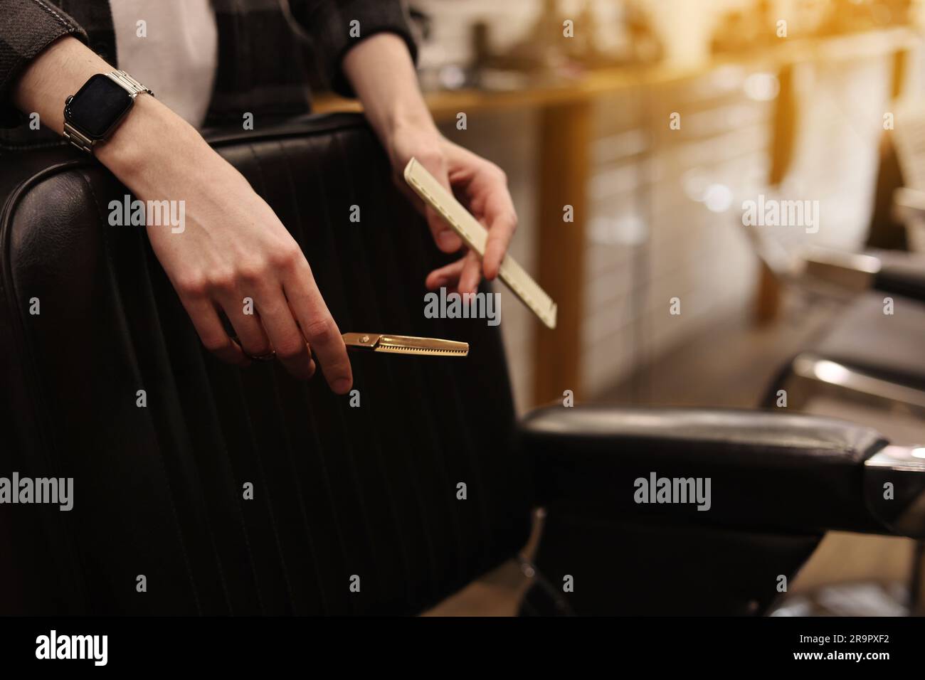 Hair style, hairdresser, beauty and customer service concept.Cropped ...