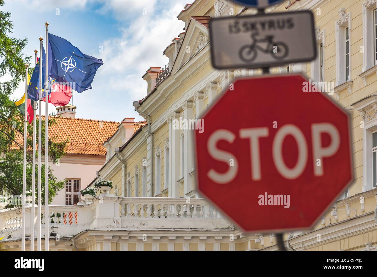 Flags of NATO, North Atlantic Treaty Organization, European Union and ...