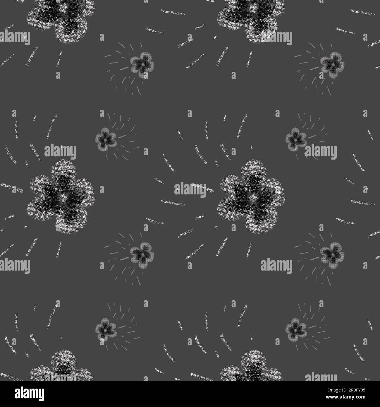 Flower flora stroke simple sketch grey pattern Stock Photo - Alamy