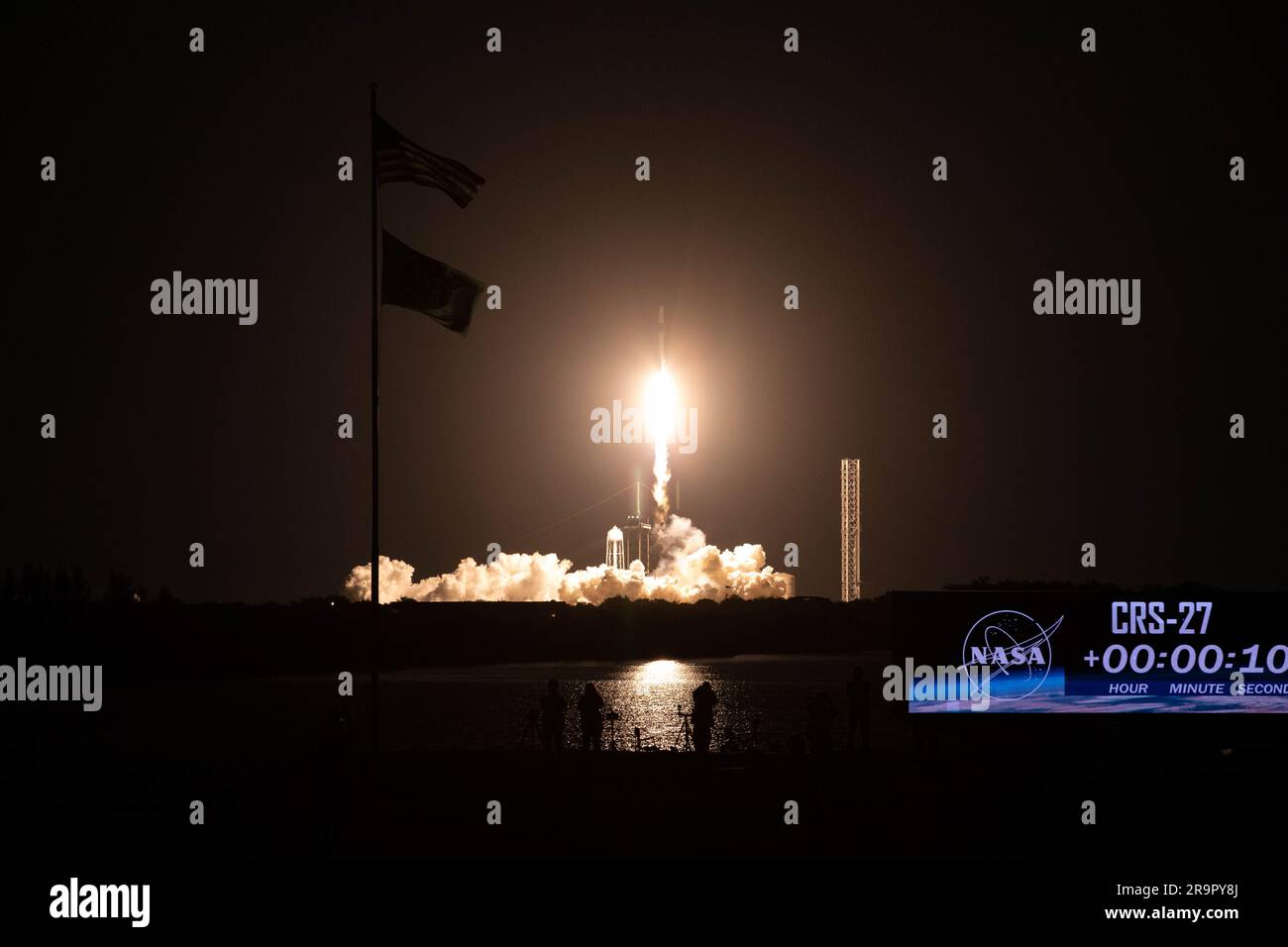 NASA/SpaceX CRS-27 Liftoff. The SpaceX Falcon 9 rocket carrying the Dragon spacecraft lifts off ...