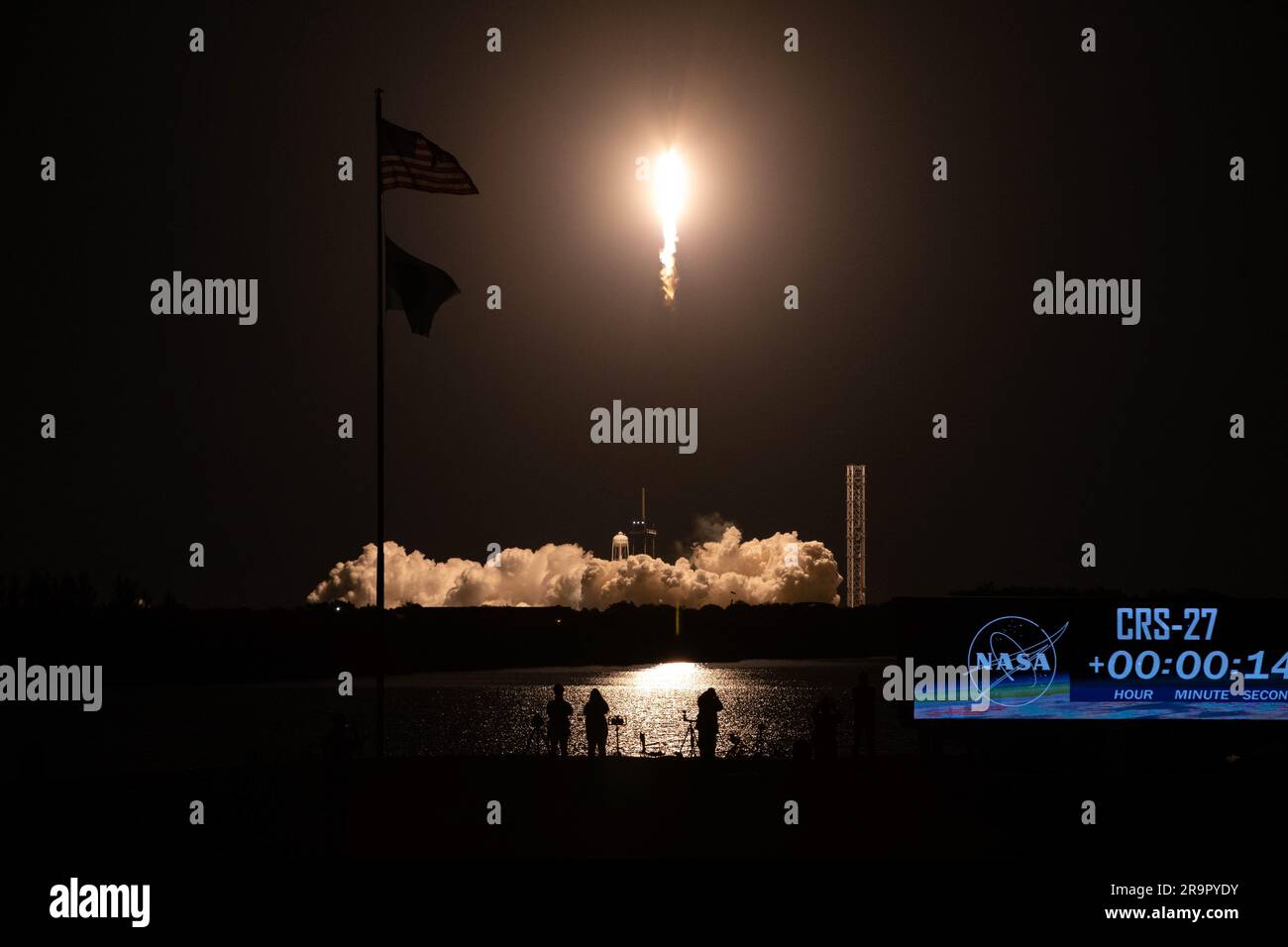 NASA/SpaceX CRS-27 Liftoff. A SpaceX Falcon 9 rocket soars upward after its liftoff from Launch ...