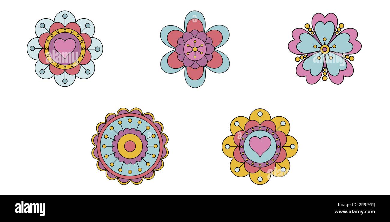 5 Cute Graphic Design Flowers Stock Photo - Alamy