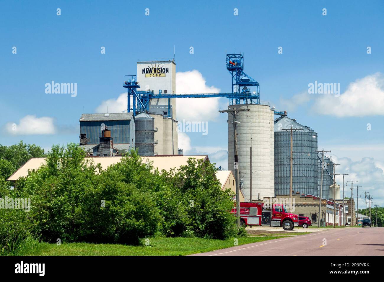 HERON LAKE, MN, USA - JUNE 24, 2023: New Vision Co-op grain processing ...