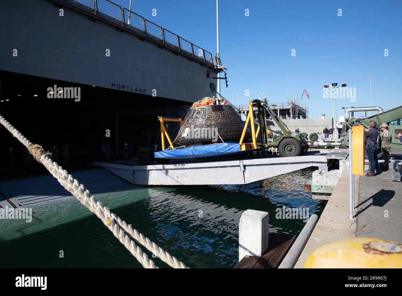 Orion Offload From USS Portland. Team members with NASA’s Exploration ...