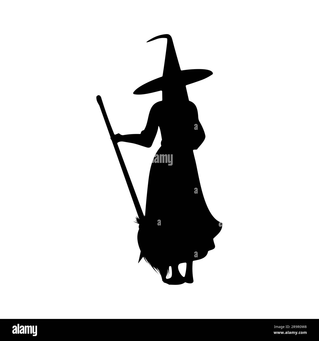 Witch silhouette halloween element clip art icon Stock Vector Image ...
