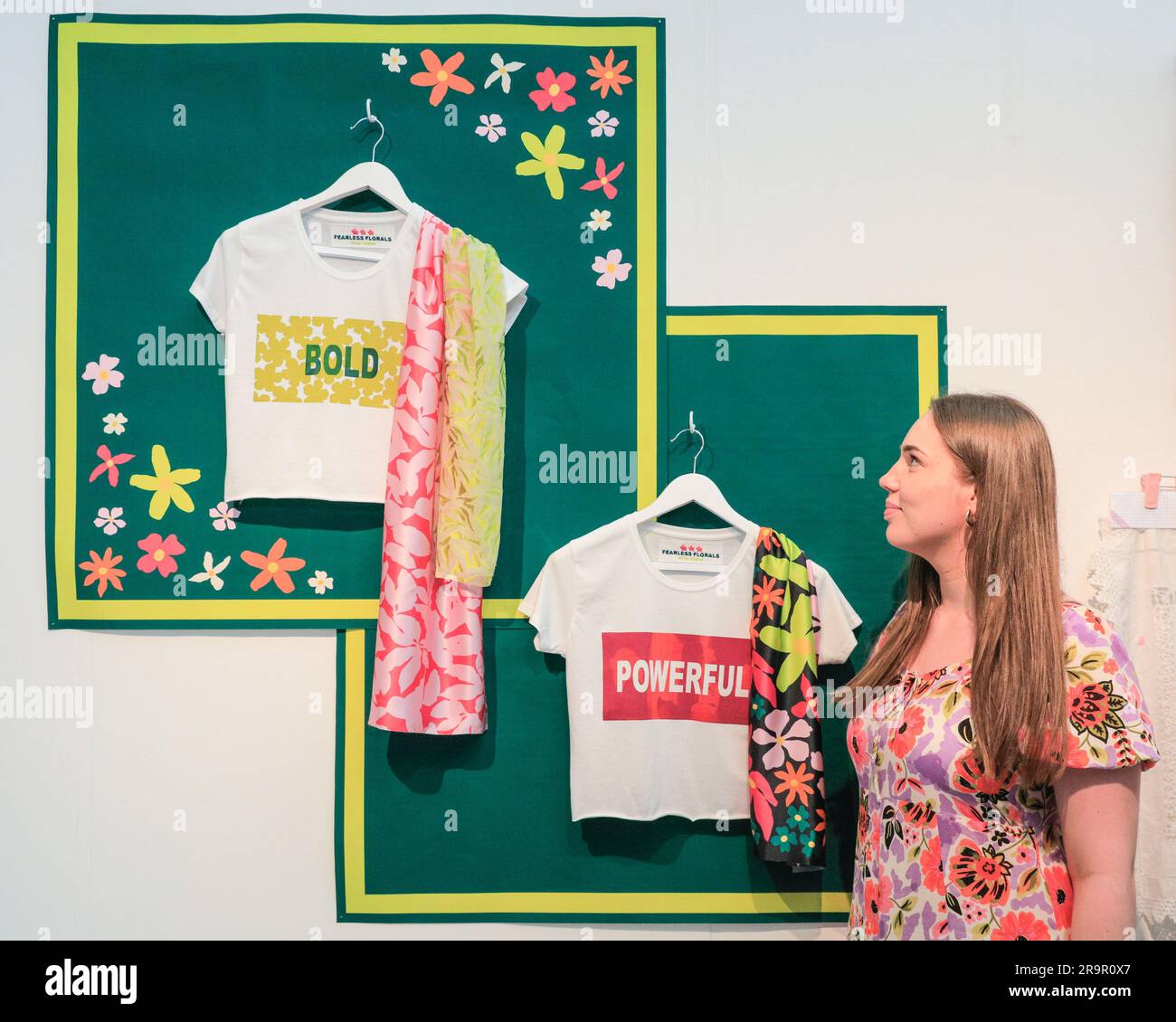 London, UK, 28th June 2023. Lily Workman, multi media textile designer ...