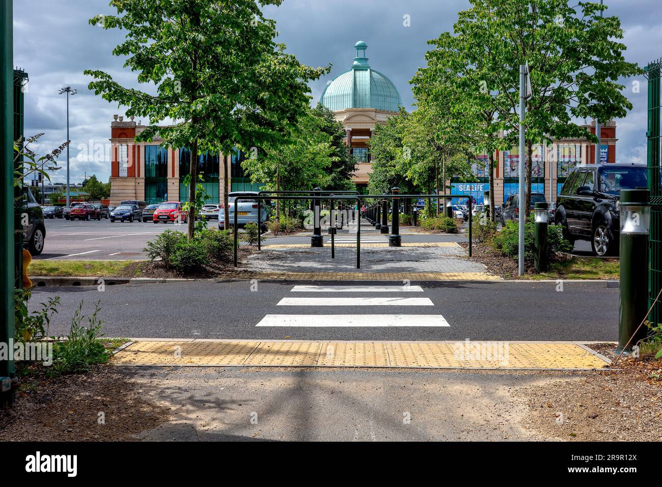 Trafford center Manchester car park with domed shopping center behind ...