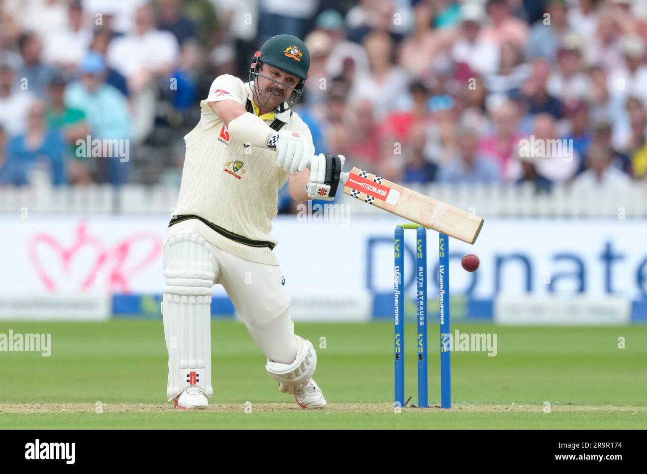 Australia's Travis Head bats during day one of the second Ashes Test ...