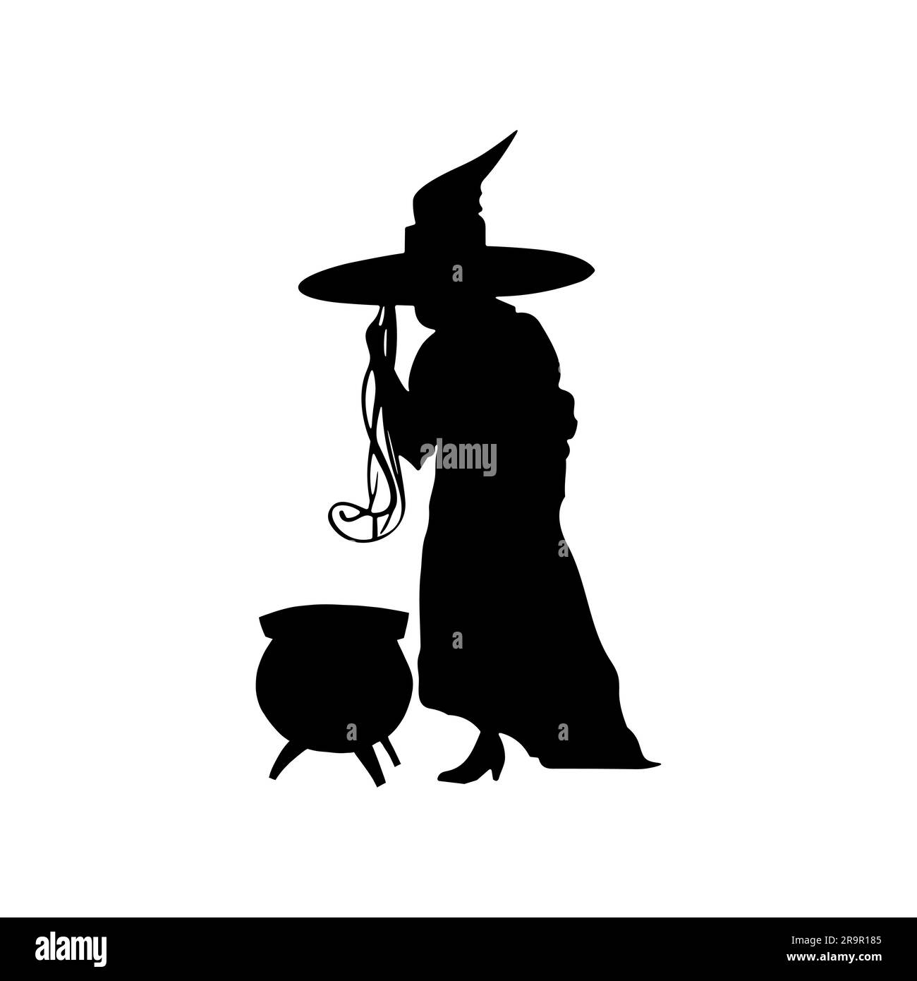 Witch silhouette halloween element clip art icon Stock Vector Image ...