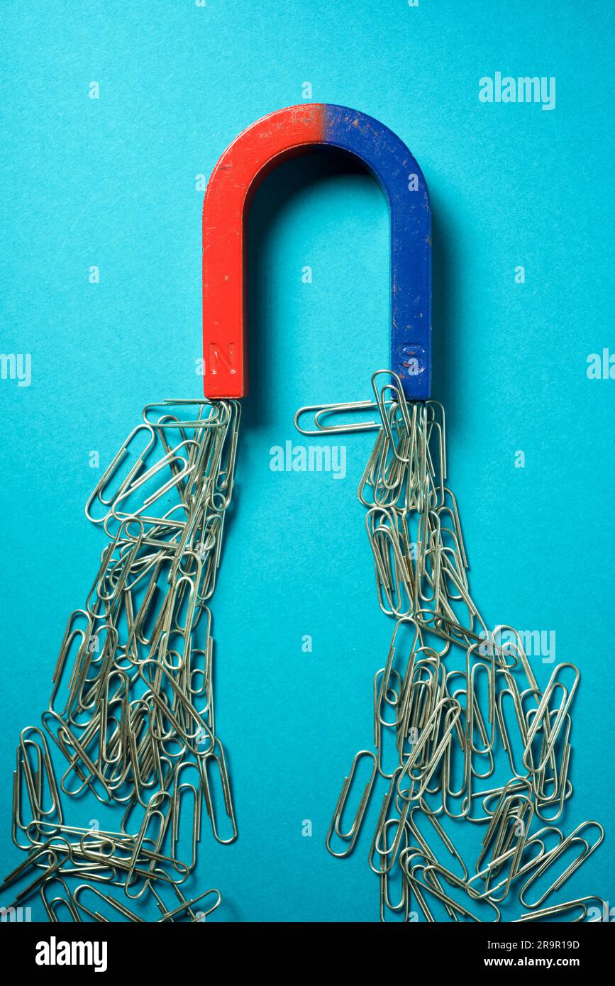 View of a red and blue magnet horseshoe on a green surface Stock Photo ...