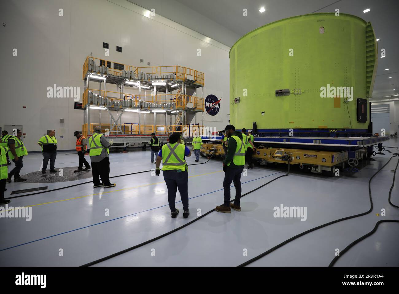 Technicians moved the Artemis III SLS core stage engine section into ...