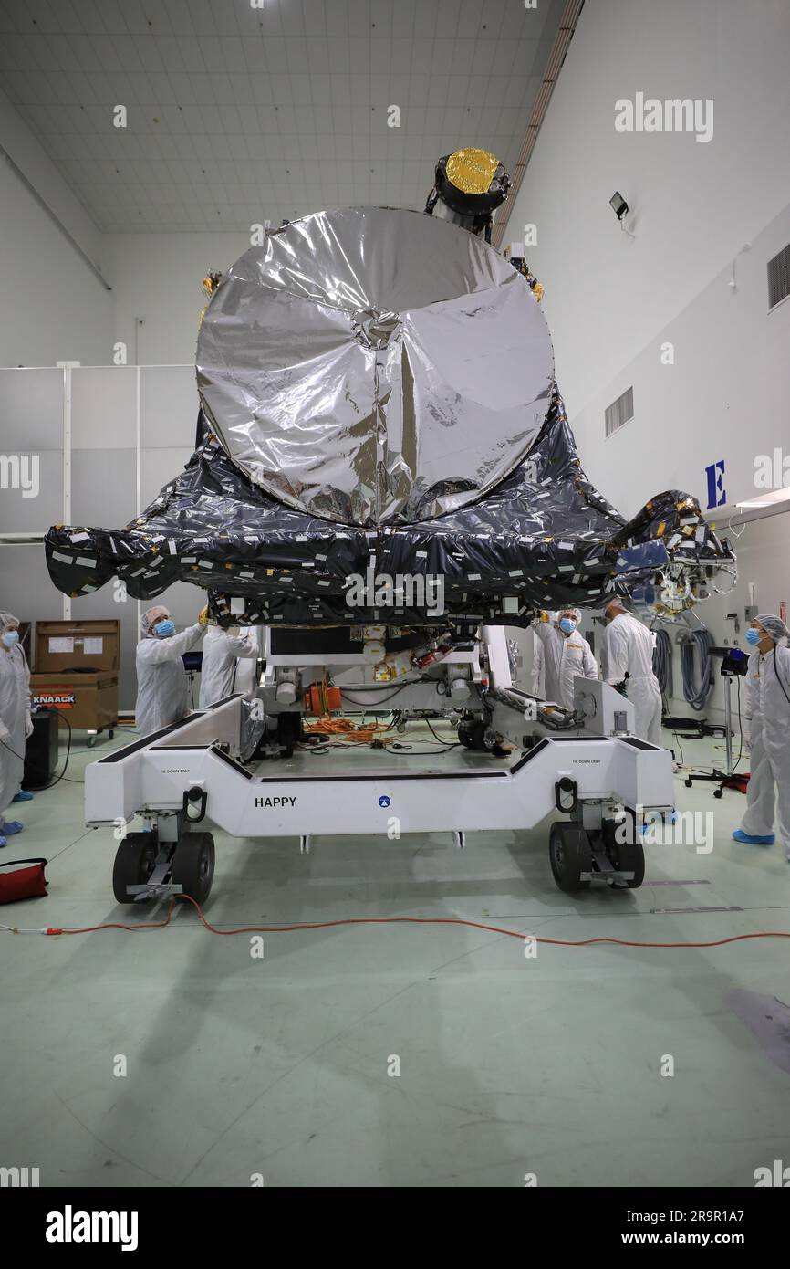 Psyche Spacecraft Processing. A team prepares NASA’s Psyche spacecraft ...
