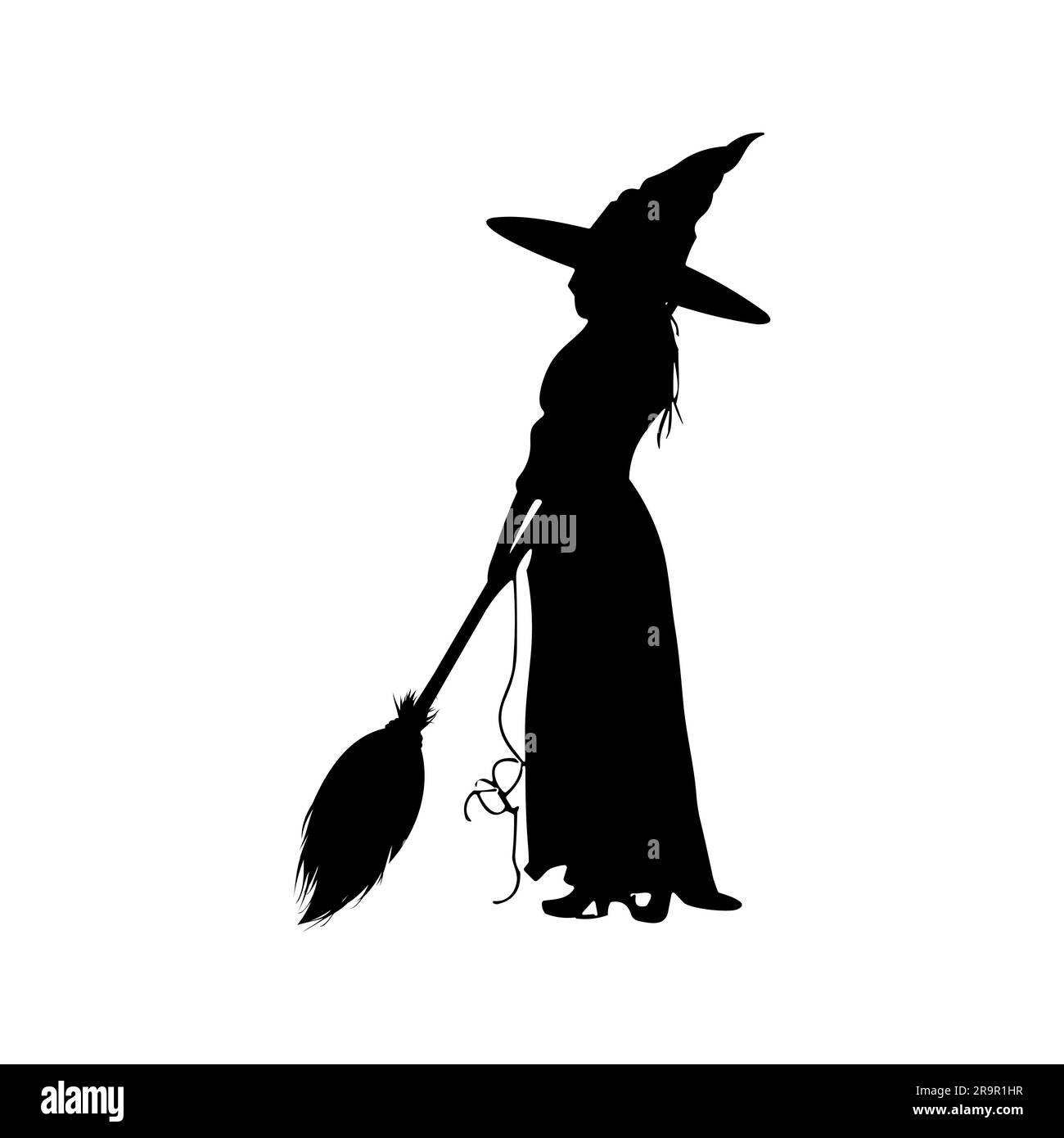 Witch silhouette halloween element clip art icon Stock Vector Image ...