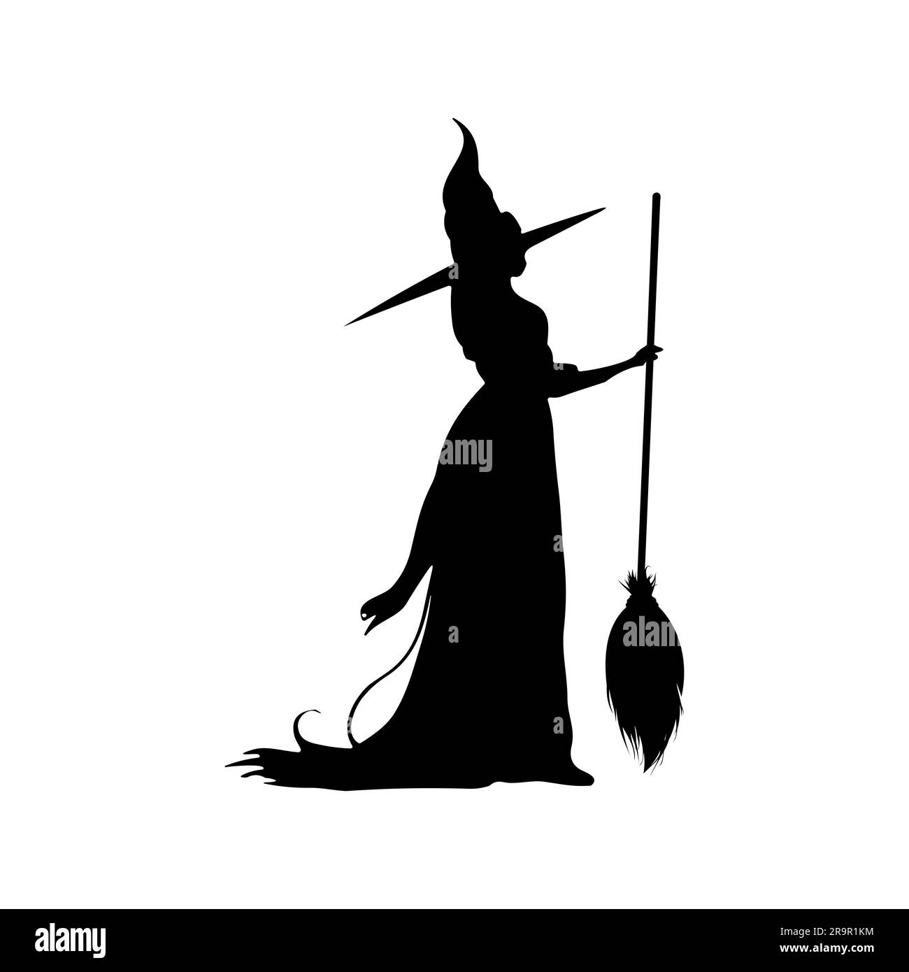 Witch silhouette halloween element clip art icon Stock Vector Image ...