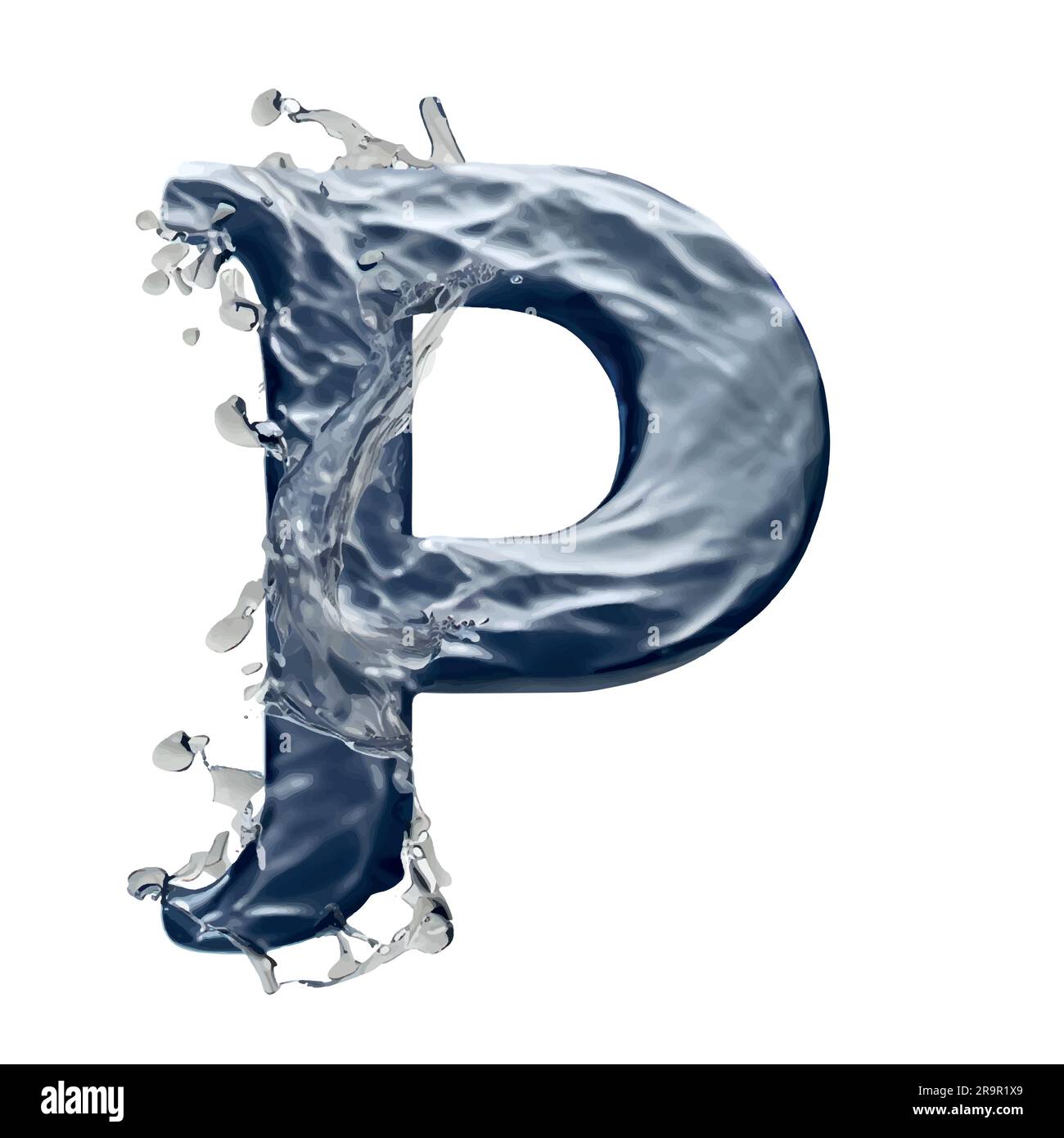 capital letter P in water with blank image background Stock Vector ...