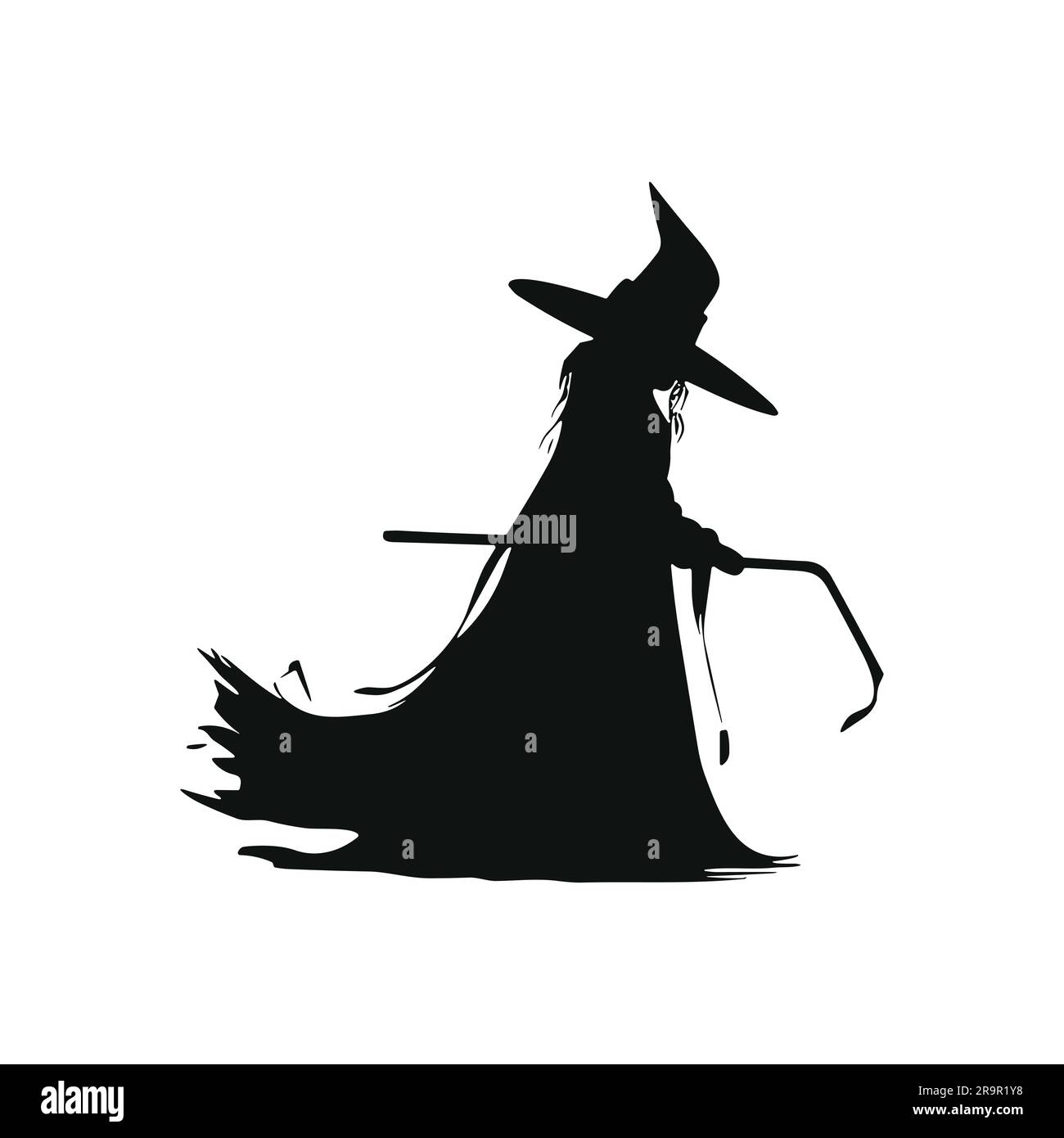 Witch silhouette halloween element clip art icon Stock Vector Image ...