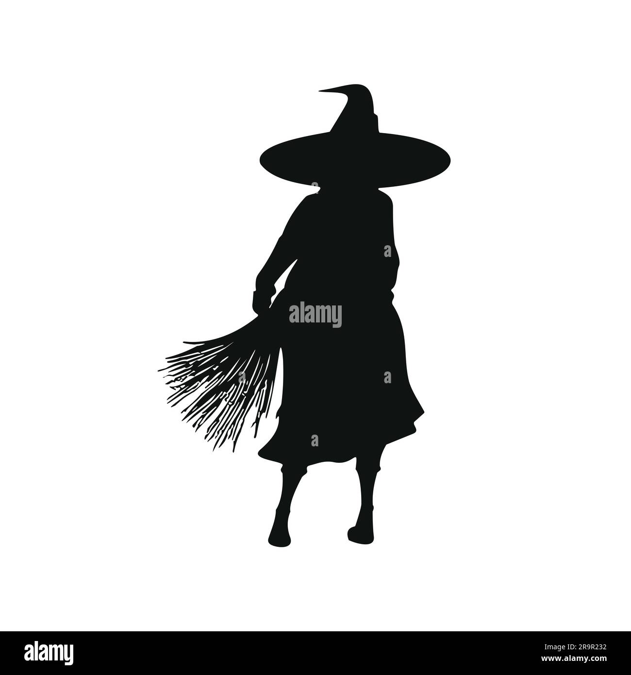 Witch silhouette halloween element clip art icon Stock Vector Image ...