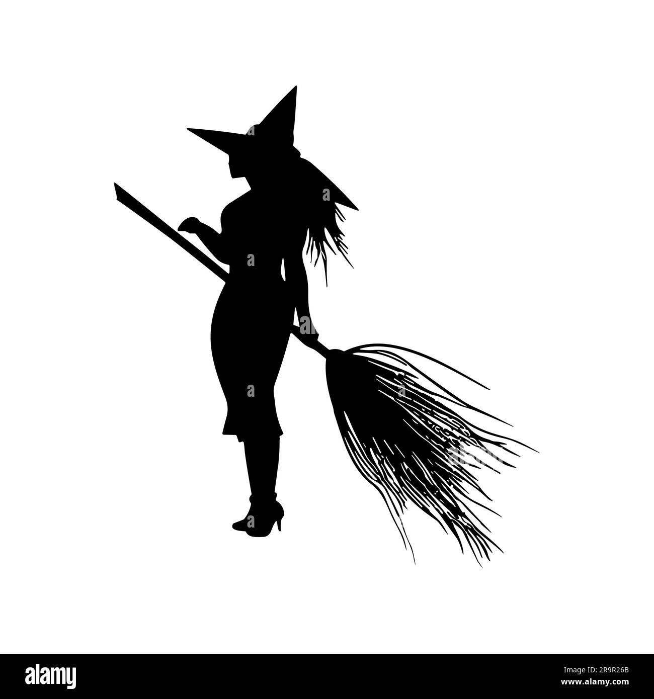 Witch silhouette halloween element clip art icon Stock Vector Image ...