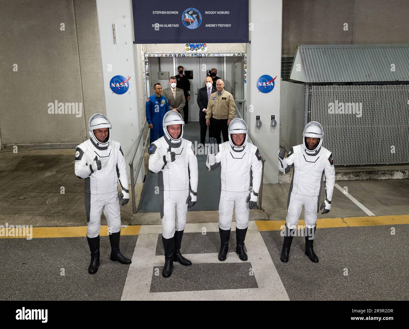 NASA’s SpaceX Crew-6 Crew Walkout. Roscosmos cosmonaut Andrey Fedyaev ...