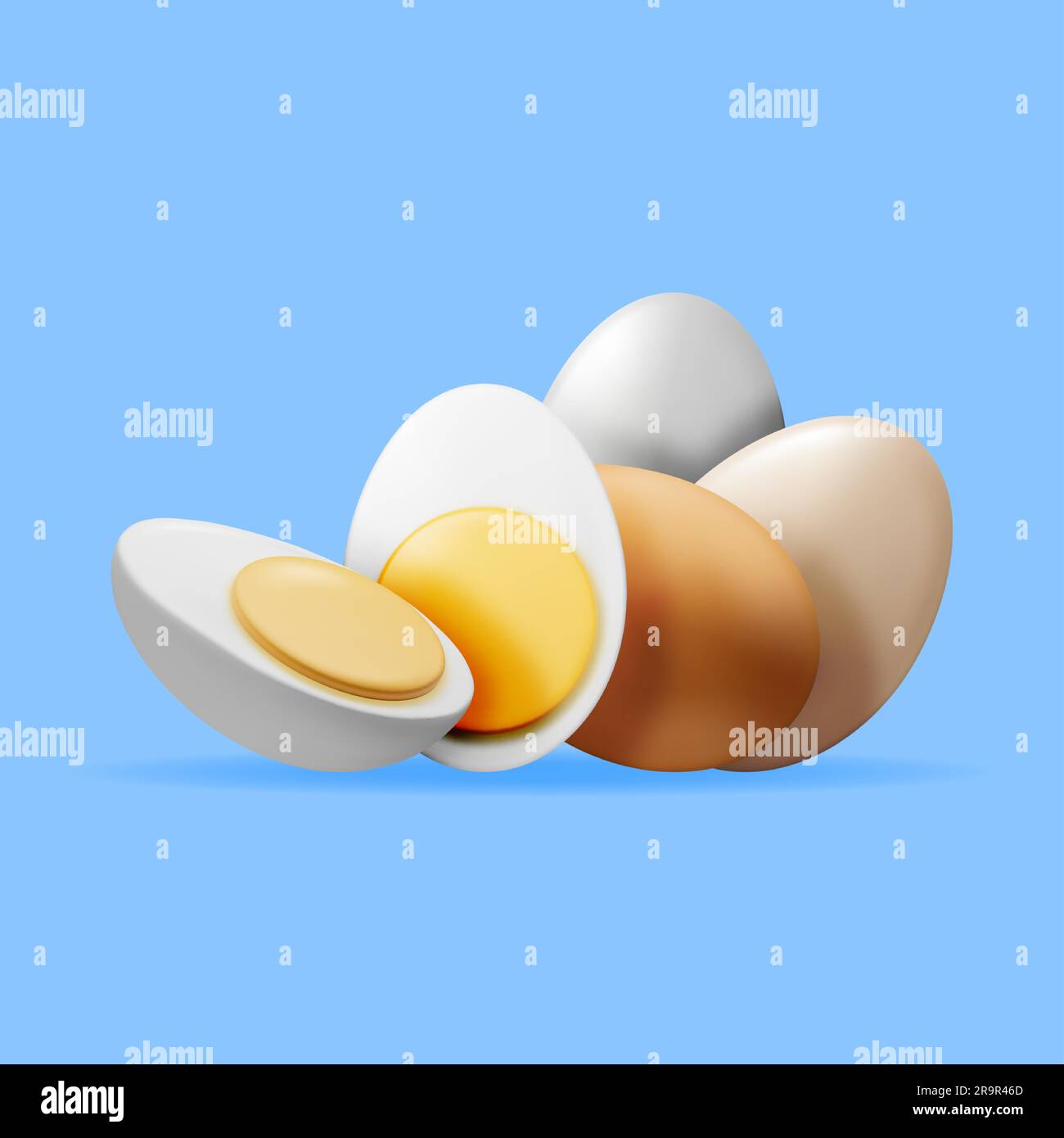 3D Boiled Eggs Cut into Half Stock Vector Image & Art - Alamy