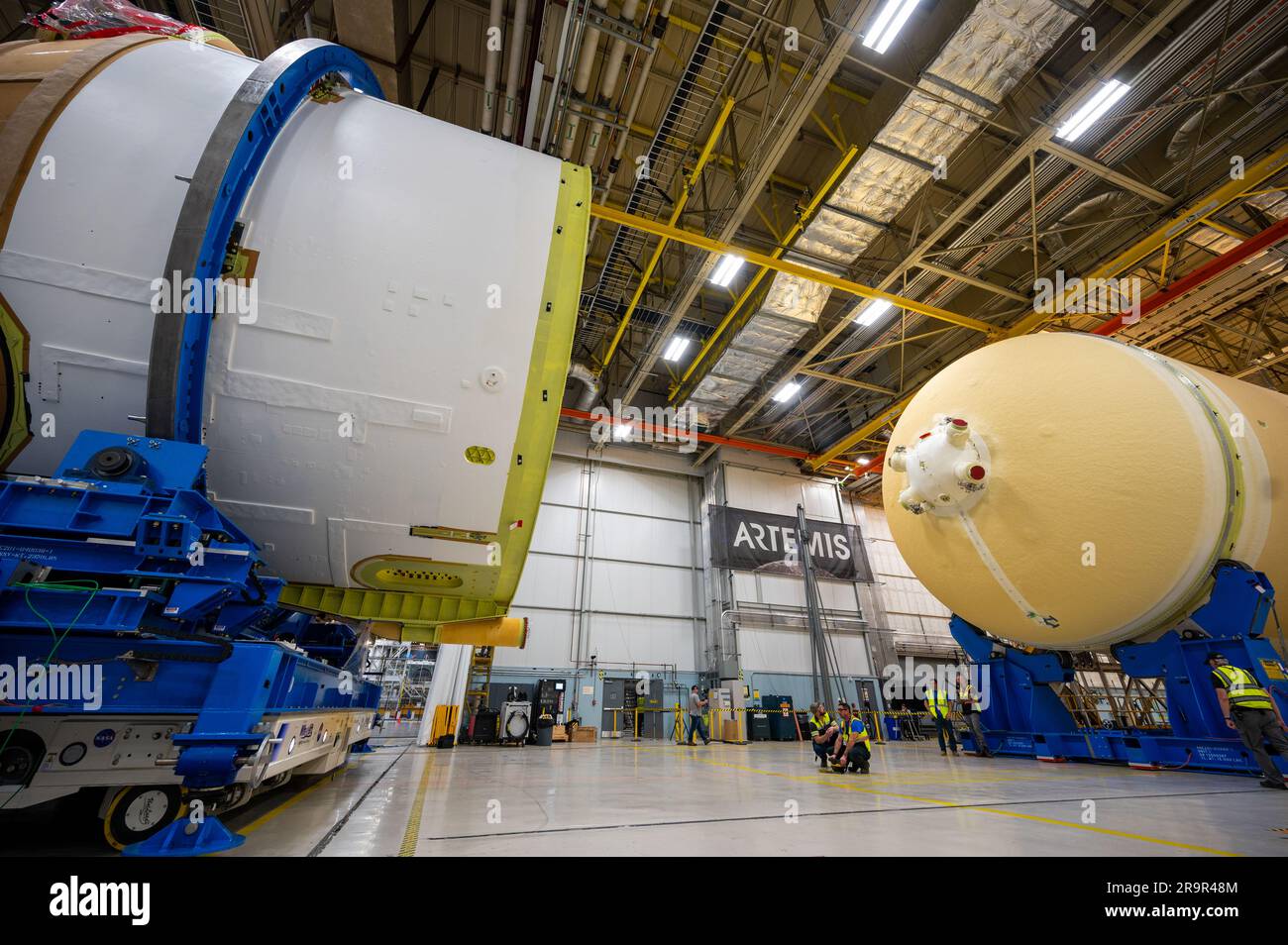 . Technicians at NASA’s Michoud Assembly Facility in New Orleans moved the engine section of ...
