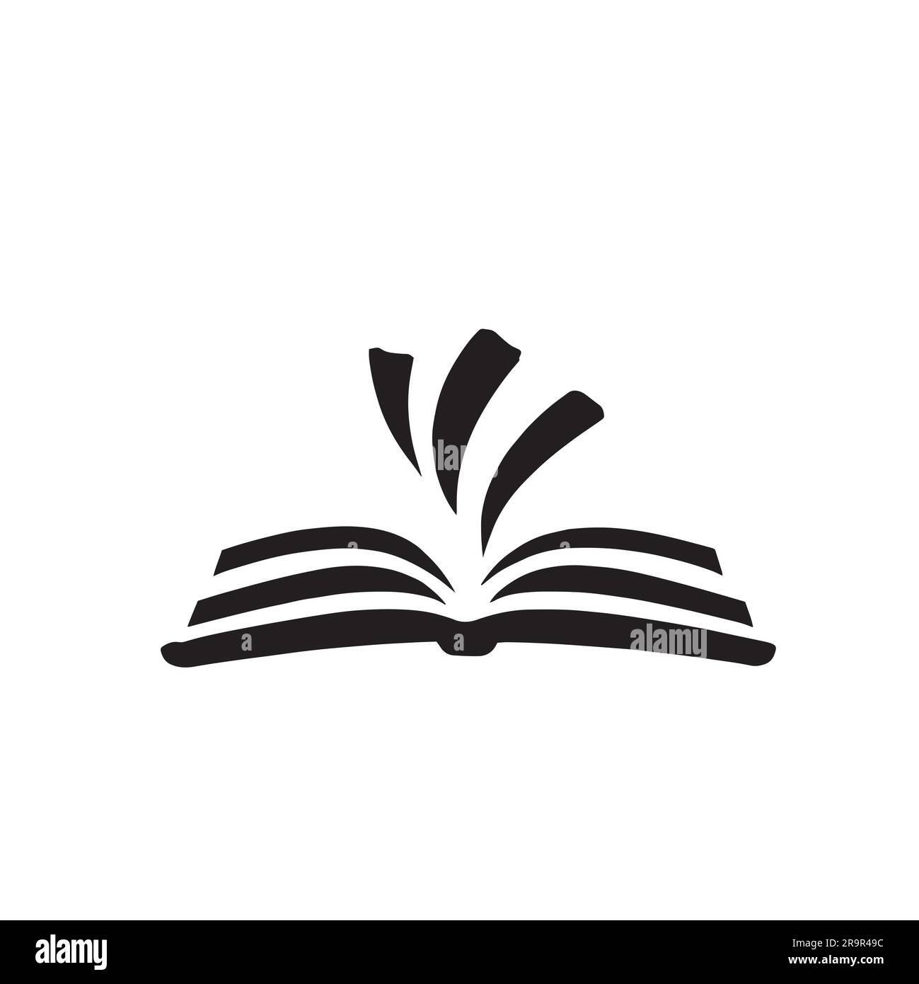 book logo illustration in black color on a black background Stock ...