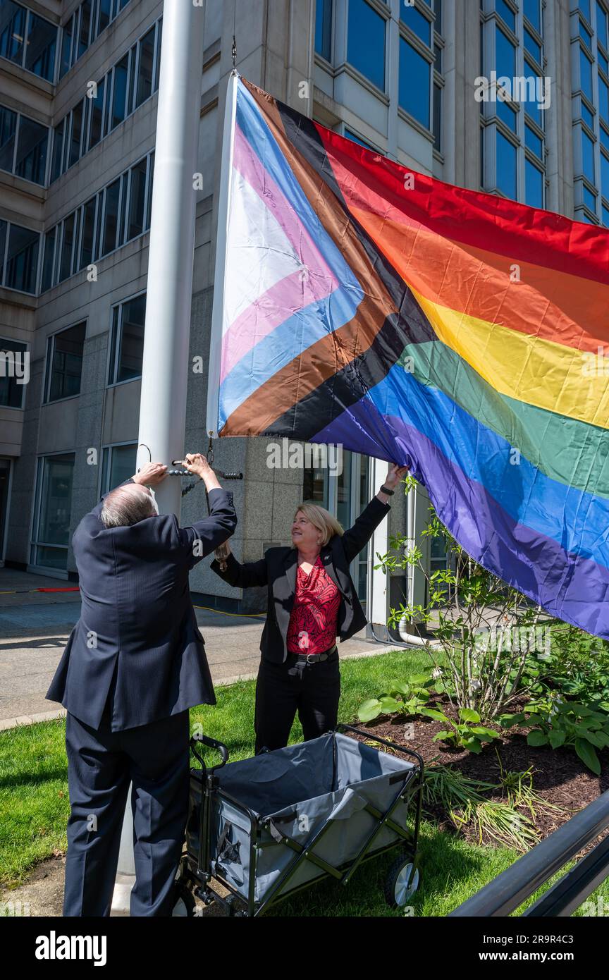 Pride Progress Flag Raising Ceremony at NASA HQ. NASA Deputy ...