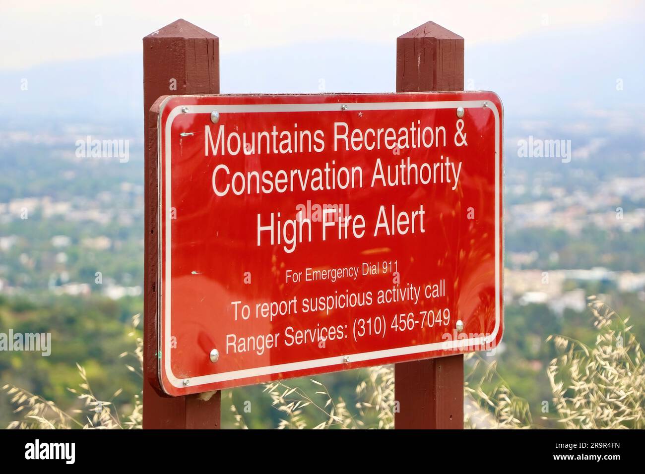 Mountains Recreation & Conservation Authority warning sign High Fire ...
