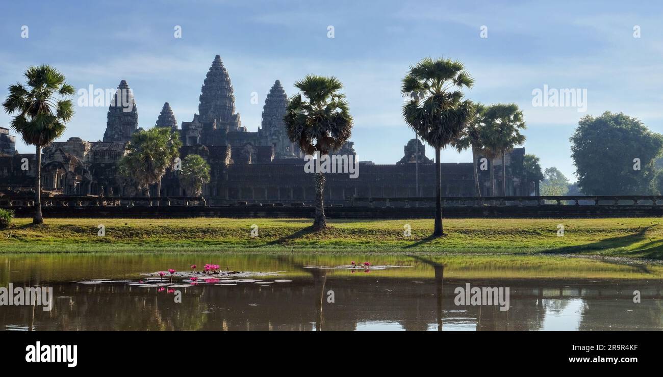 A pond adorned with blooming lotus flowers adjacent to the renowned ...