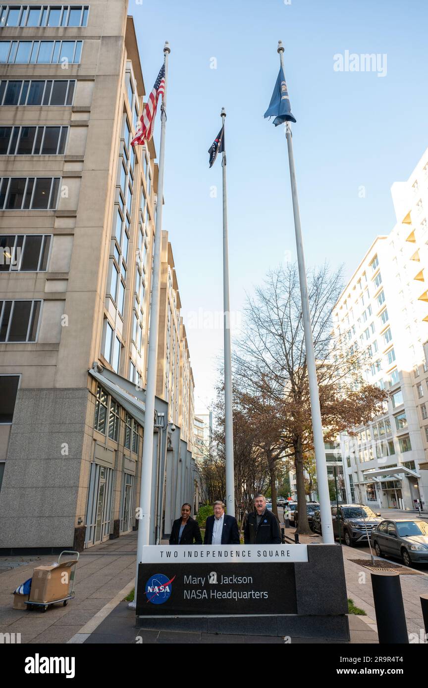 Artemis flags were officially raised at NASA Headquarters on Nov. 23 ...