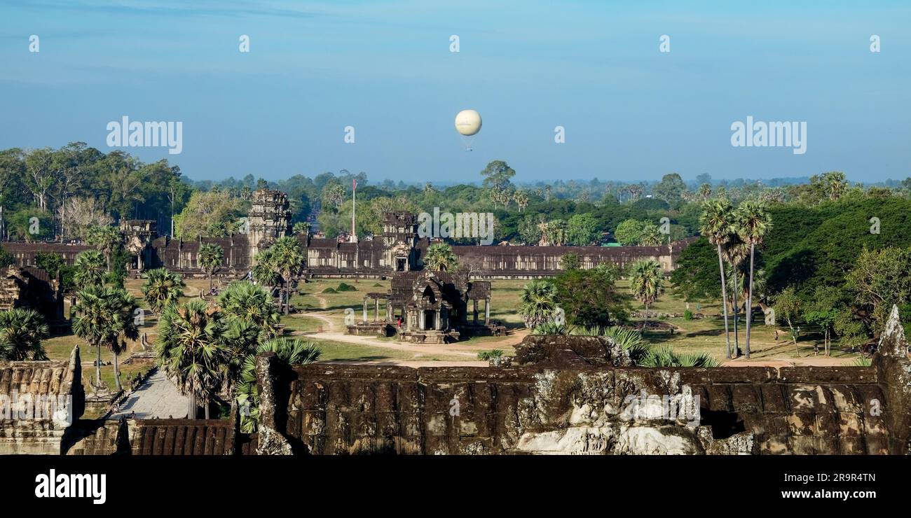 Balloon over Angkor temple ruins in Cambodia Stock Photo - Alamy