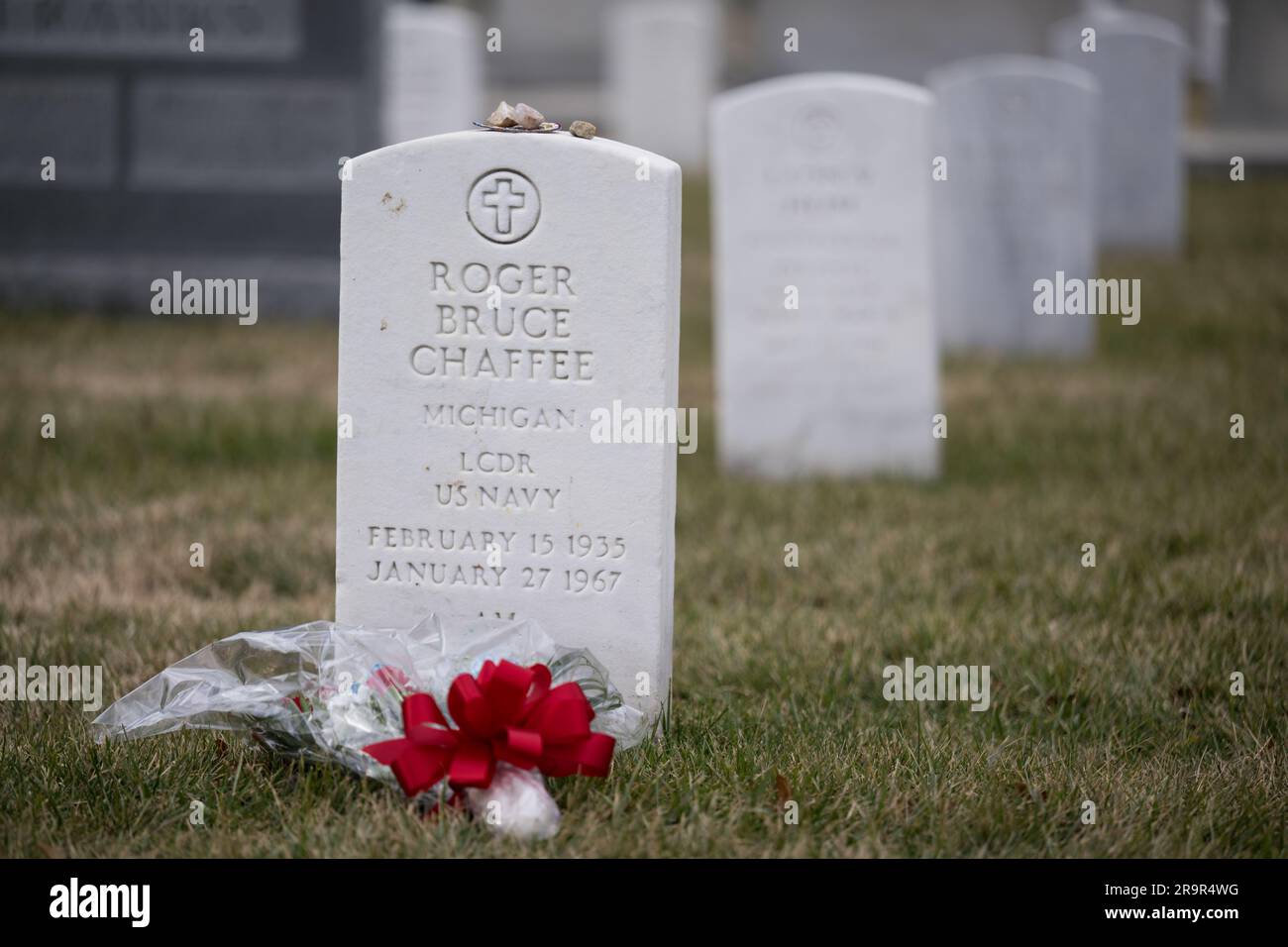 Day of Remembrance. The grave marker of Roger Chaffee from Apollo 1, is ...