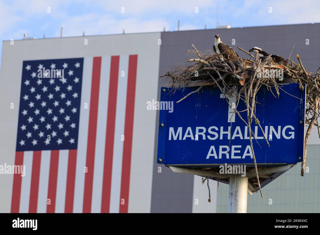 Flag Day Picture. The American flag is in view on the Vehicle Assembly ...