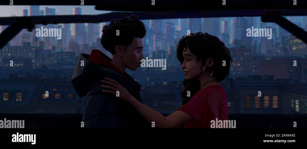 Miles Morales (Shameik Moore) and his mother Rio (Luna Lauren Velez) in ...