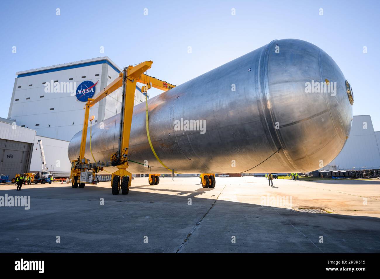 . Technicians at NASA’s Michoud Assembly Facility in New Orleans move ...