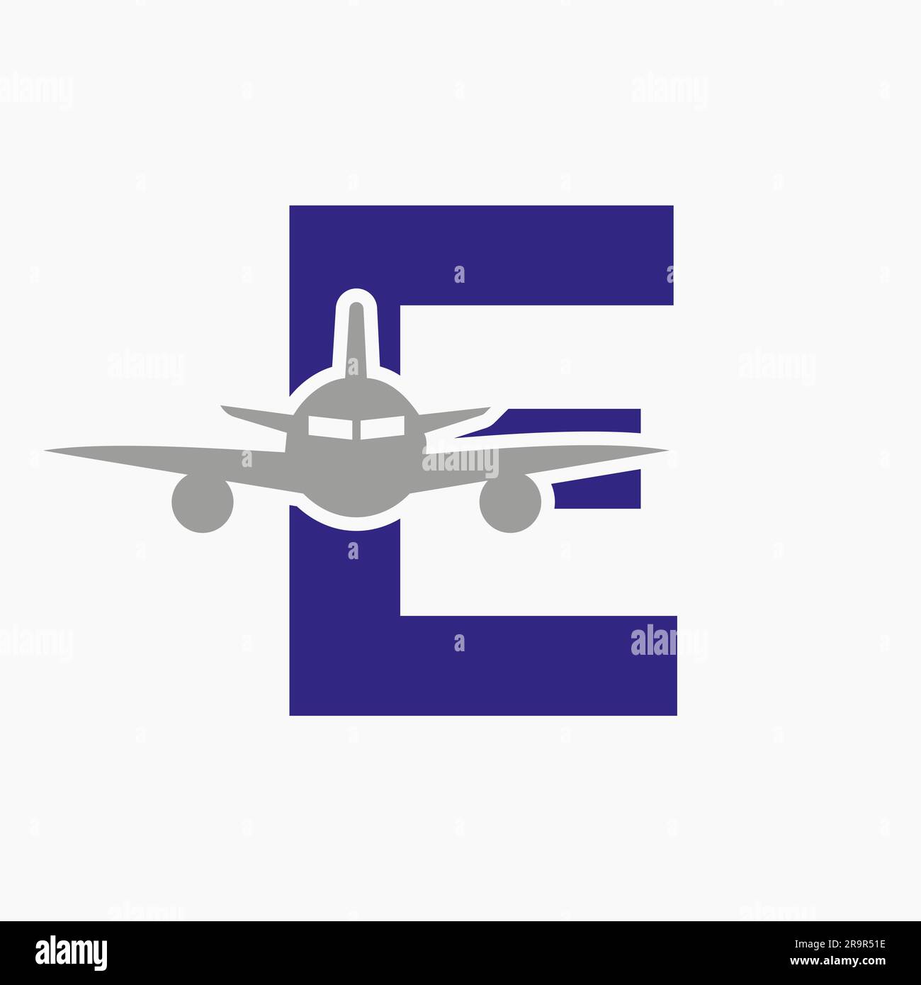 Initial Letter E Travel Logo Concept With Flying Air Plane Symbol Stock ...