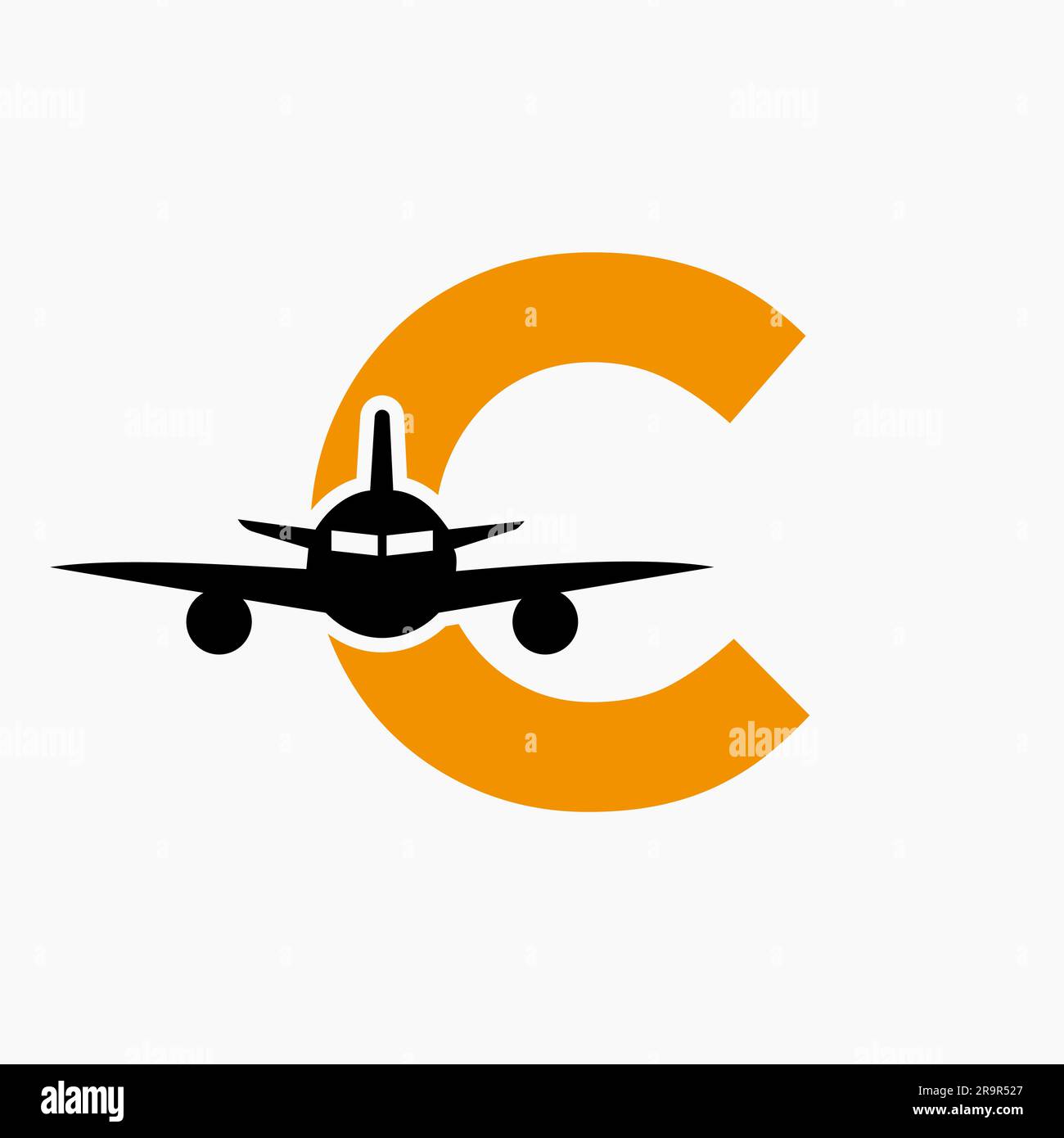 Initial Letter C Travel Logo Concept With Flying Air Plane Symbol Stock ...