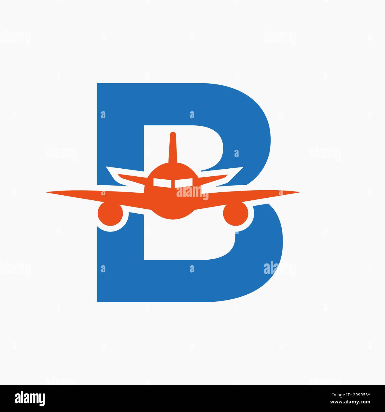 Initial Letter B Travel Logo Concept With Flying Air Plane Symbol Stock ...