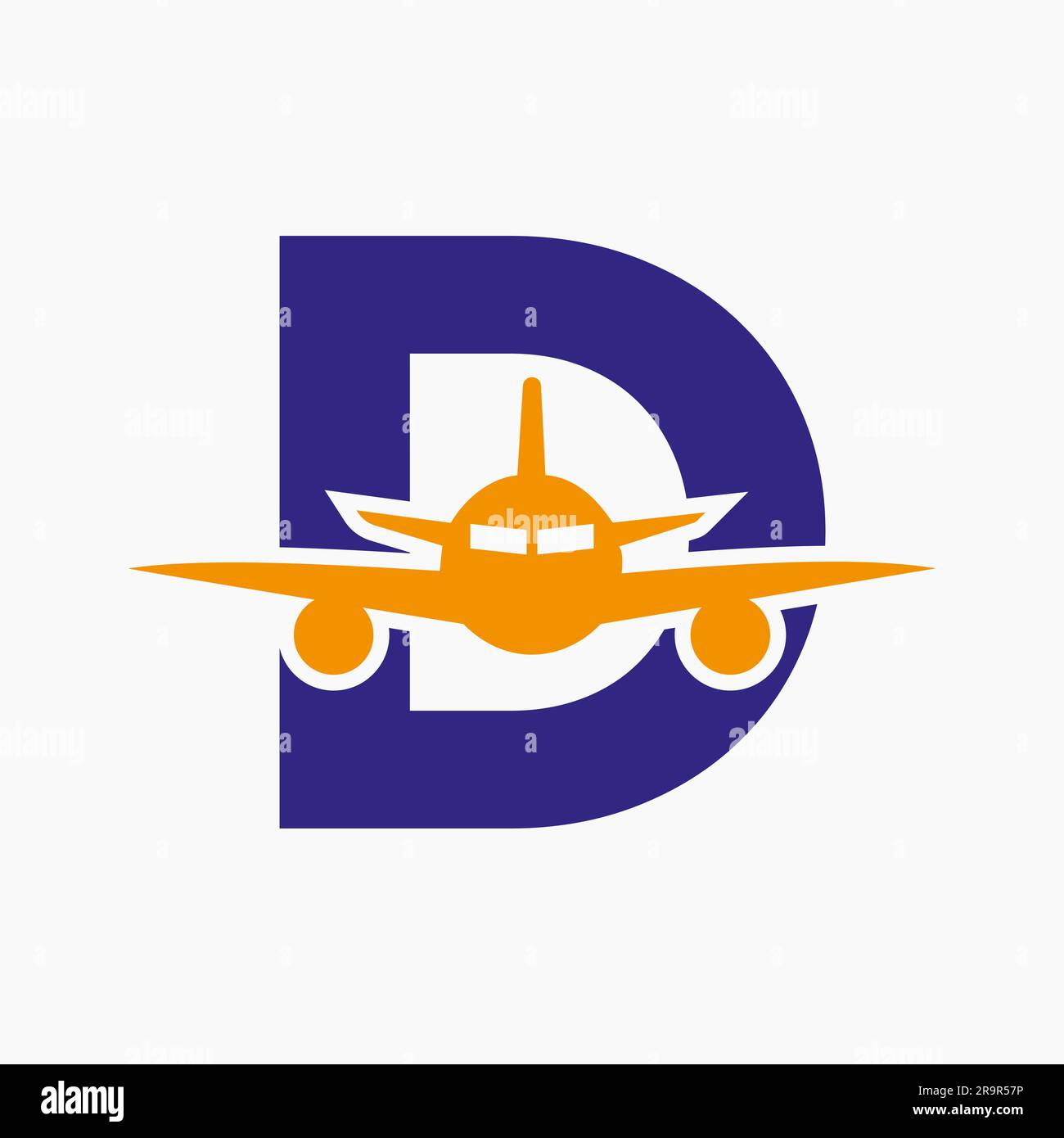 Initial Letter D Travel Logo Concept With Flying Air Plane Symbol Stock ...