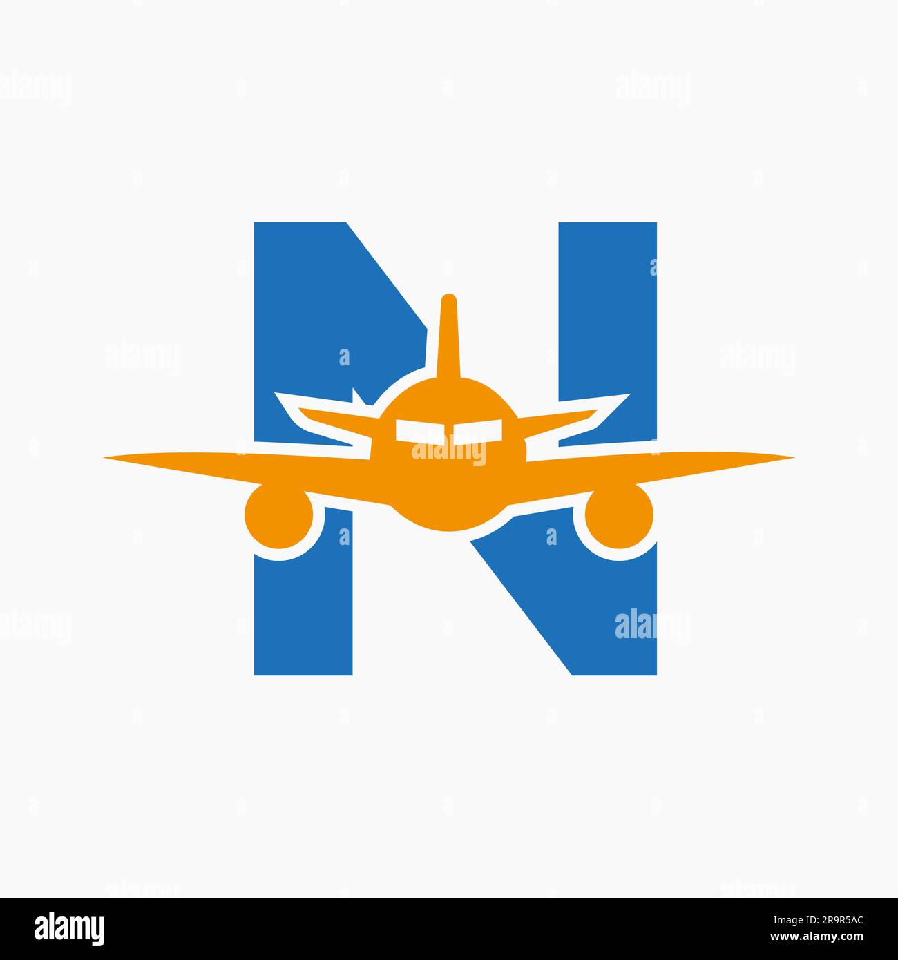Initial Letter N Travel Logo Concept With Flying Air Plane Symbol Stock ...