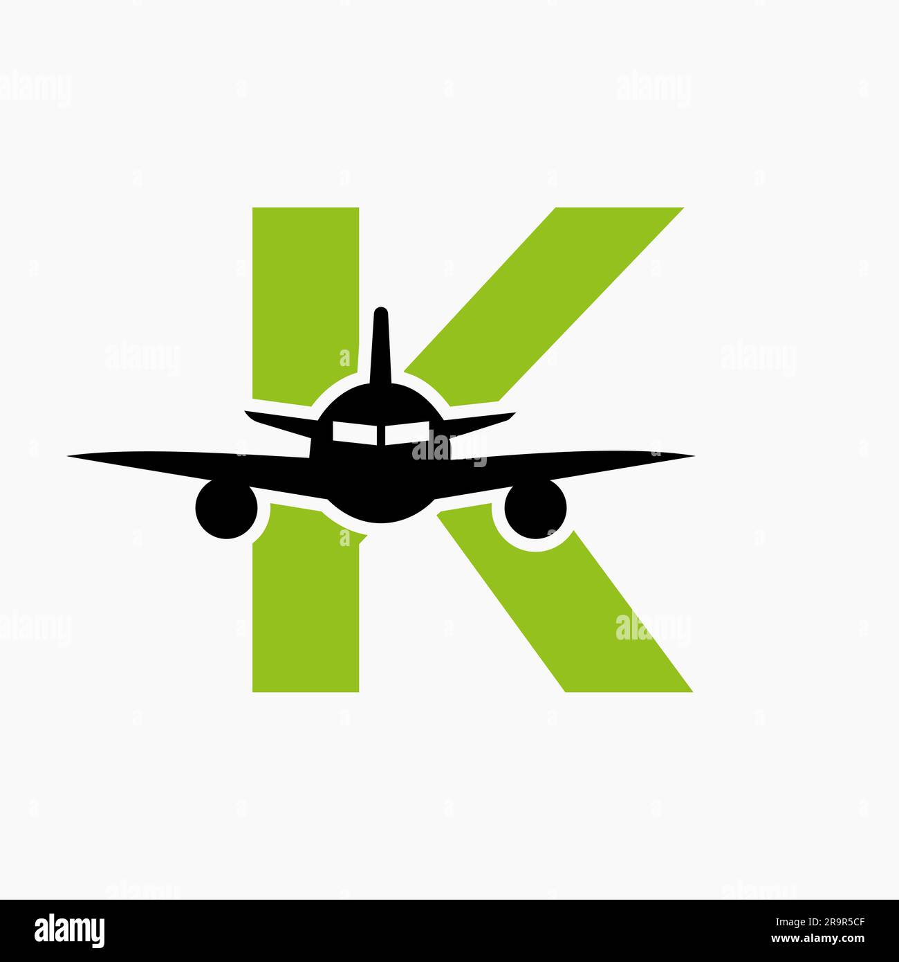 Initial Letter K Travel Logo Concept With Flying Air Plane Symbol Stock ...
