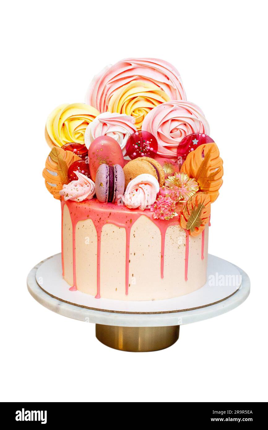 Absolutely gorgeous pink cake you want to eat immediatedly. Isolated on ...