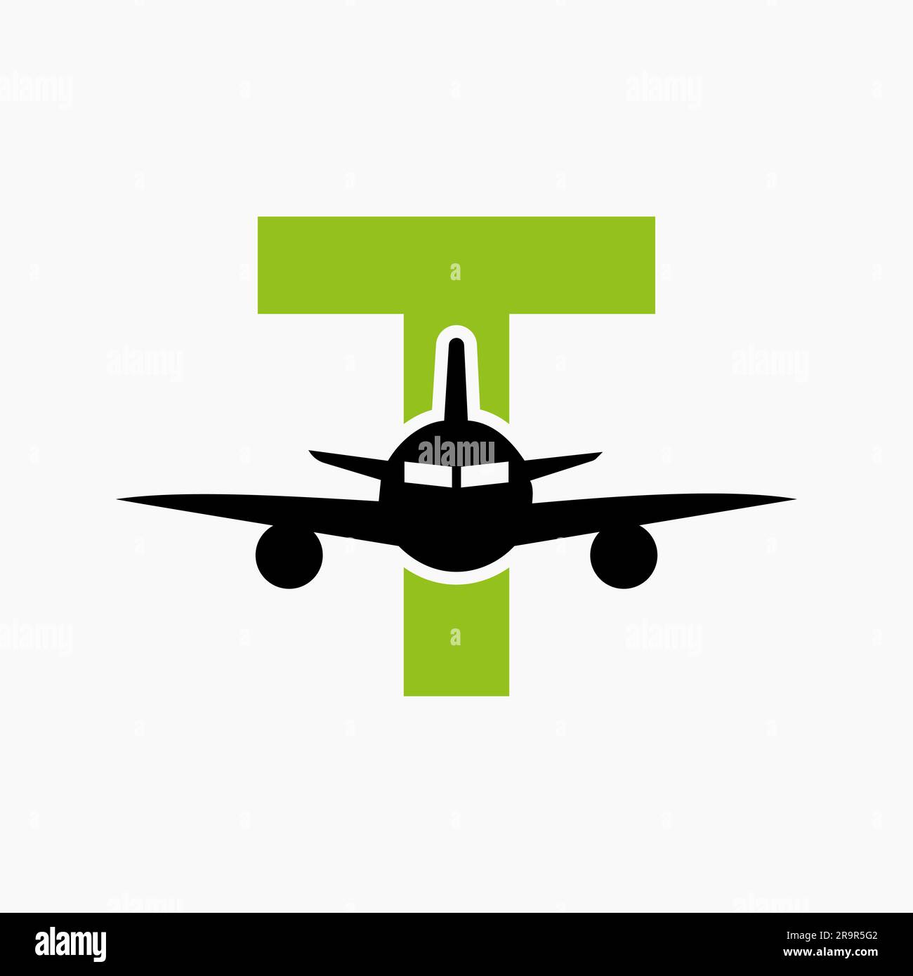 Initial Letter T Travel Logo Concept With Flying Air Plane Symbol Stock ...