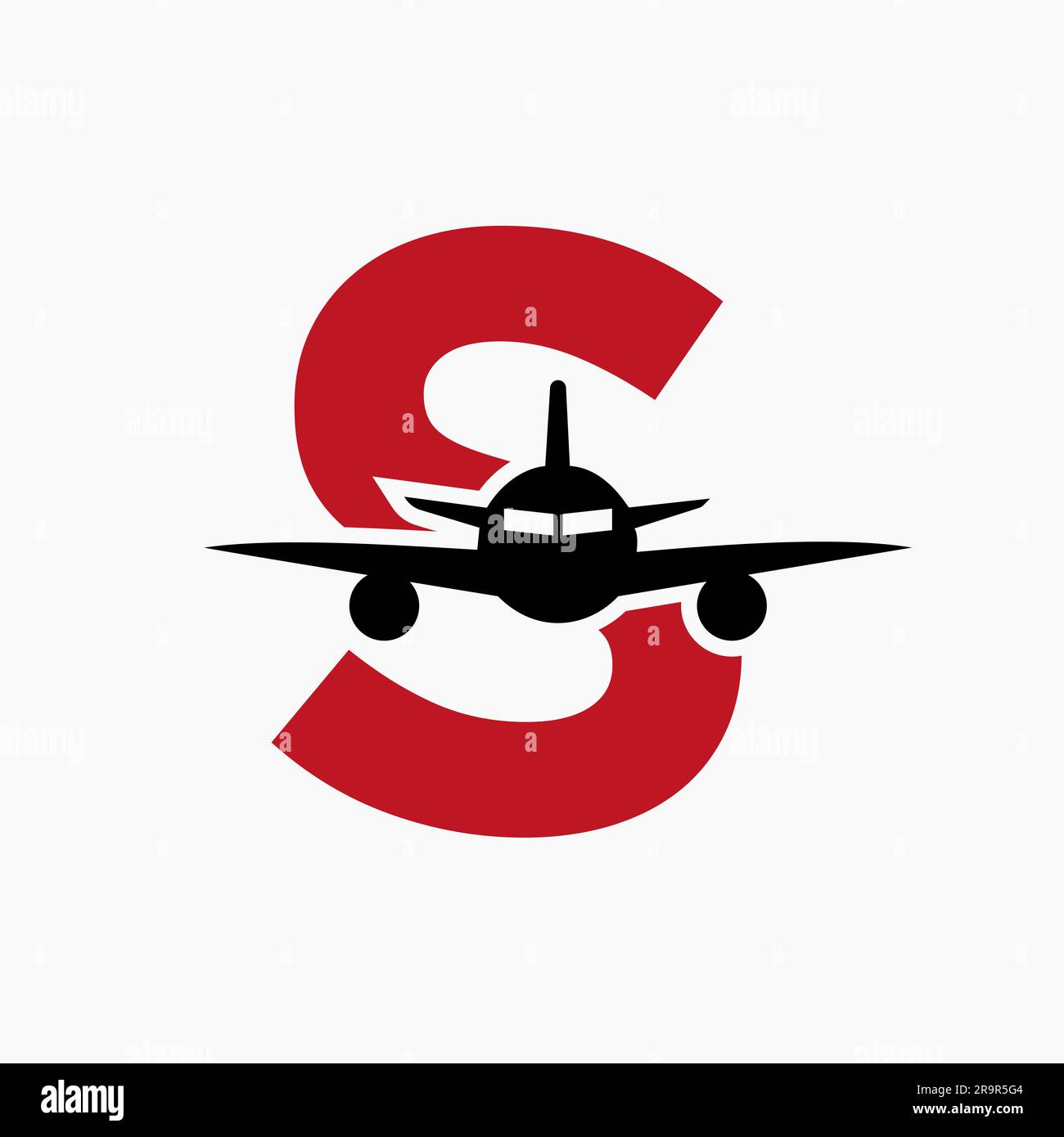 Initial Letter S Travel Logo Concept With Flying Air Plane Symbol Stock ...
