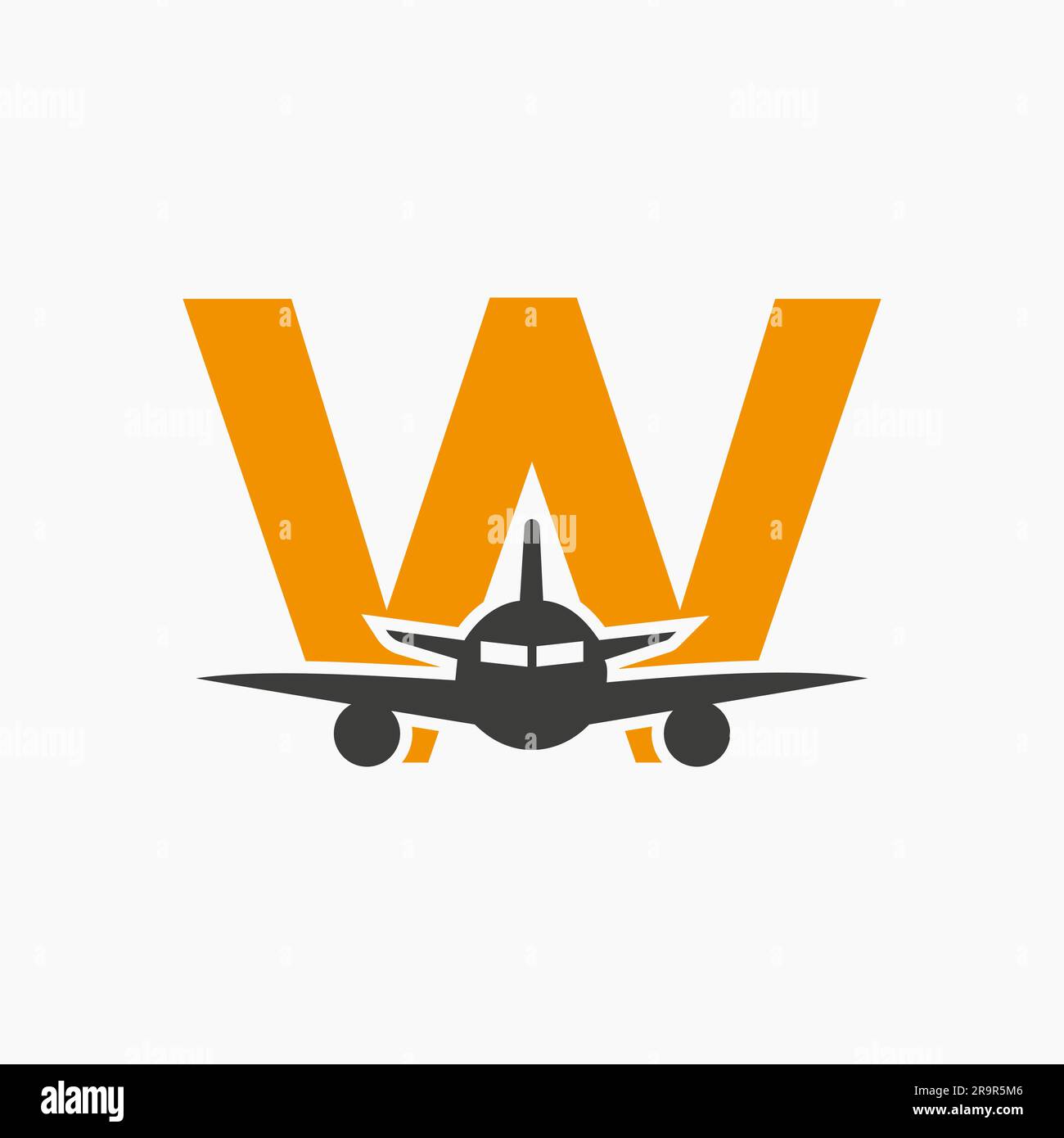 Initial Letter W Travel Logo Concept With Flying Air Plane Symbol Stock ...