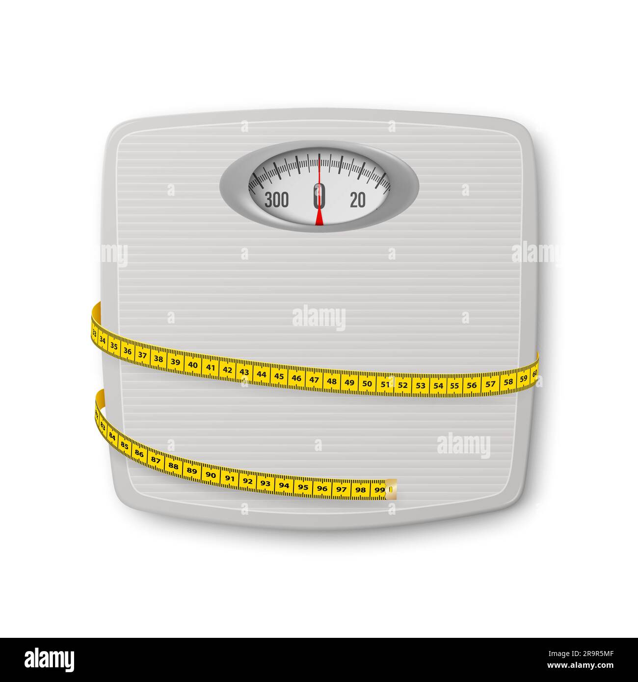 Vector 3d Realistic Bathroom Scales With Measuring Yellow Tape
