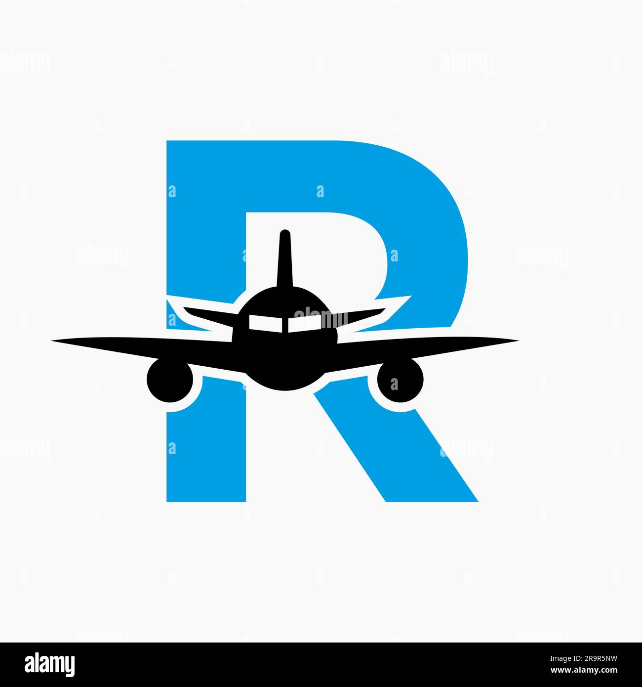 Initial Letter R Travel Logo Concept With Flying Air Plane Symbol Stock ...